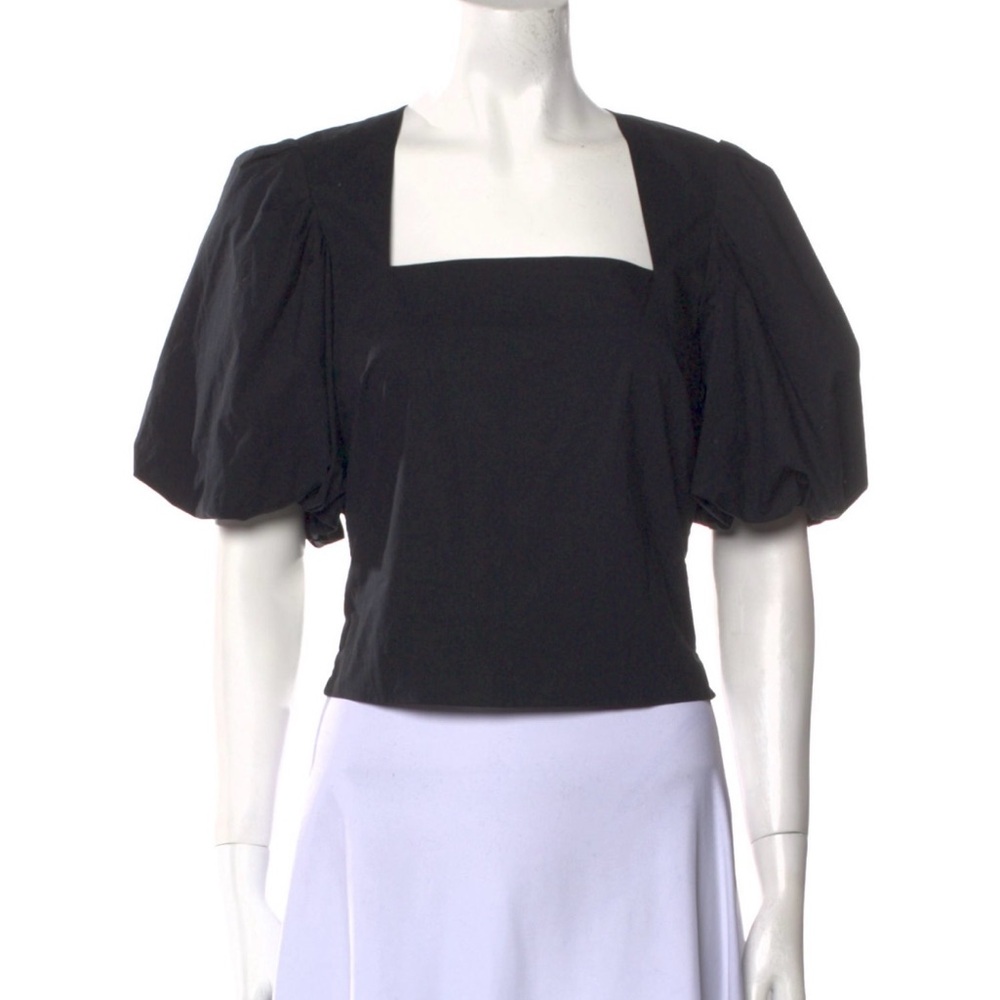 Frame Square Neck Puff Sleeve Crop Top / Black / Xs - Gem